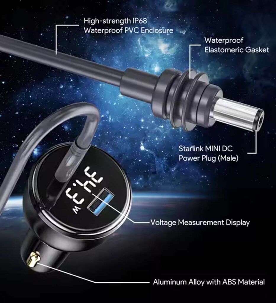 Starlink Mini 2-in-1 Power Cable - 3M/5M/10M/15M - Car Adapter + USB-C ...